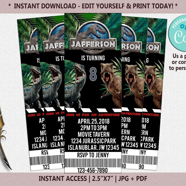 Raptor Birthday Invitation - Etsy