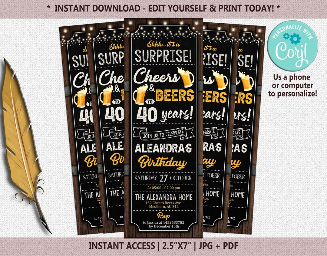Cheers and Beers Surprise Birthday Party Invitation Cheers - Etsy