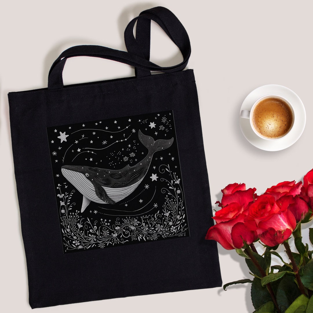 Cotton Canvas Tote Bag, Beach Tote Bag, Whale Gift, Marine Biologist ...