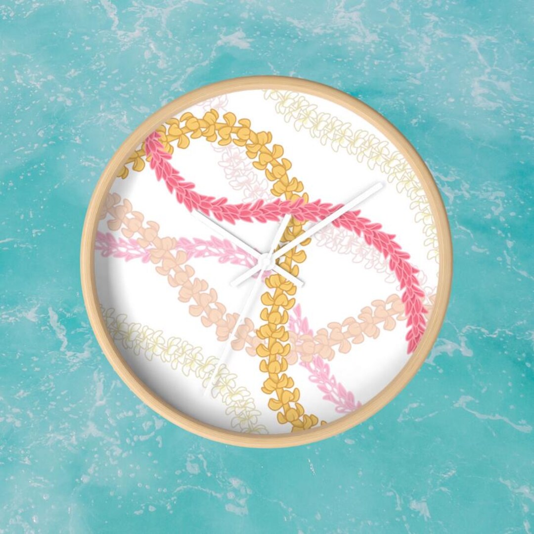 Coquette Floral Wall Clock, Hawaiian Flower Lei Pattern, Silent ...