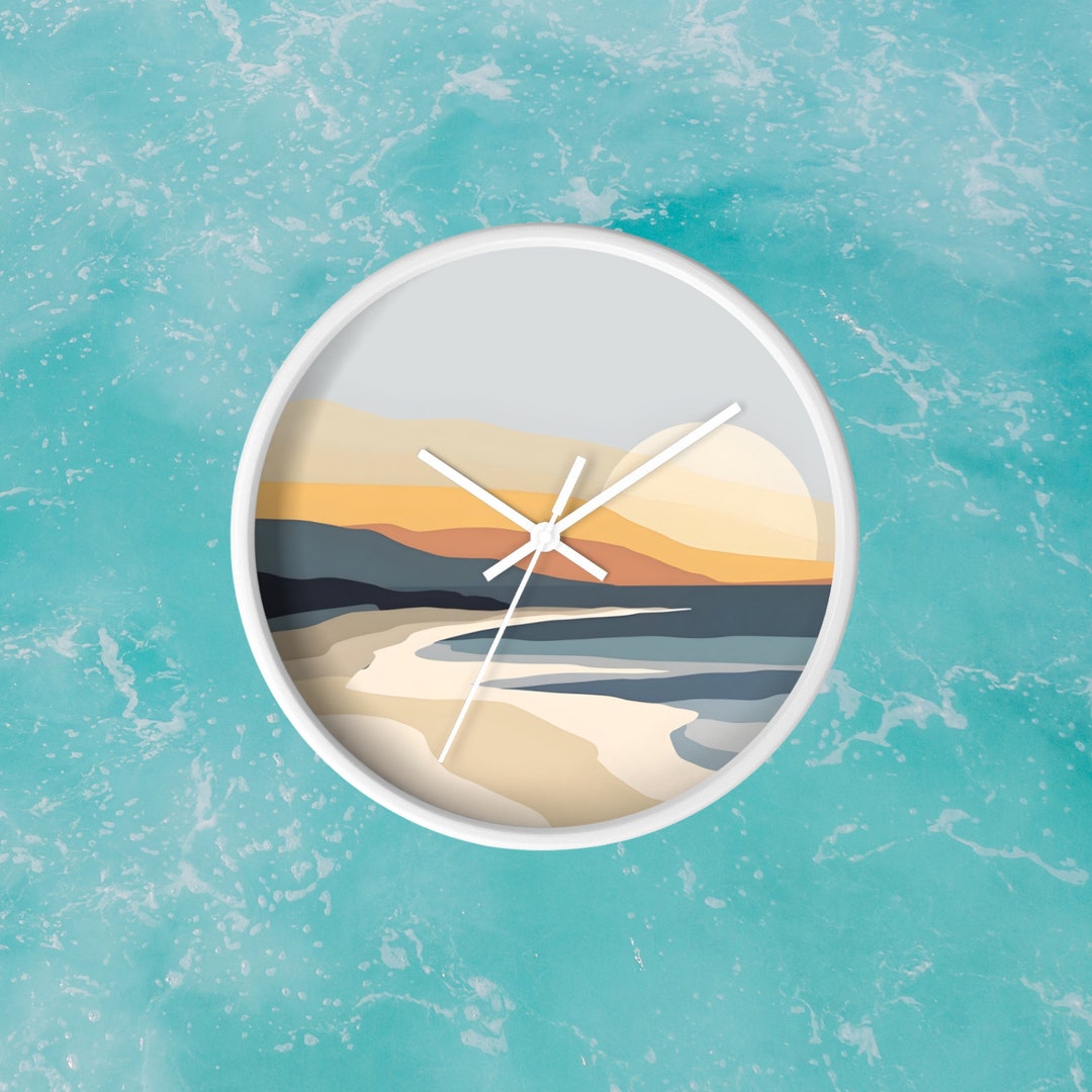 Mountain and Sun Wall Clock, Boho Clock, Boho Wall Decor, Beach House ...