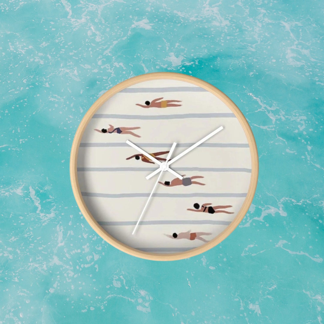 Retro Swimmer Wall Clock, Beach House Wall Clock, New Home Best Gift ...