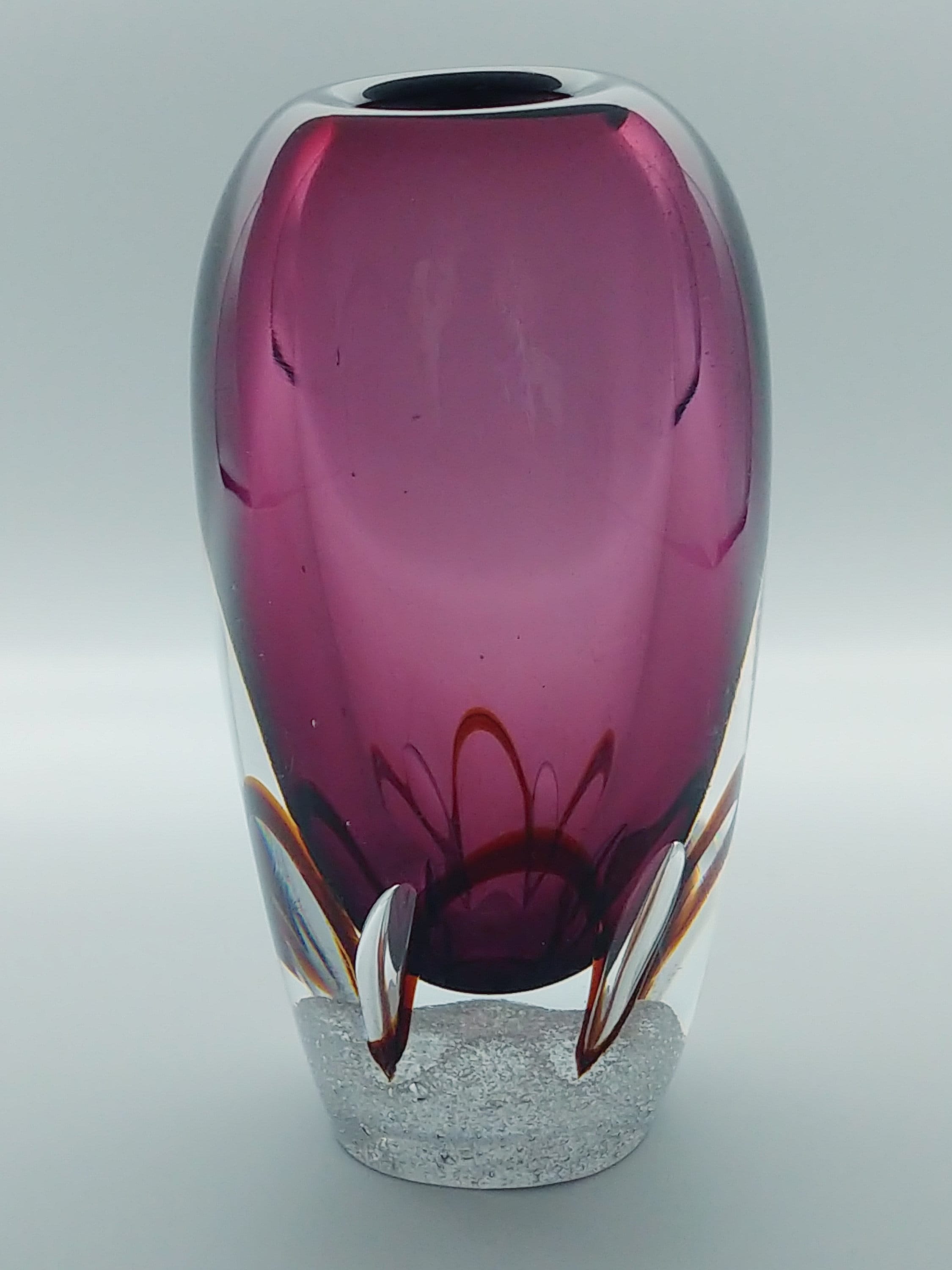 Poland Crystal Art Glass Vase K Jablonski Two Toned Tear Drop Etsy