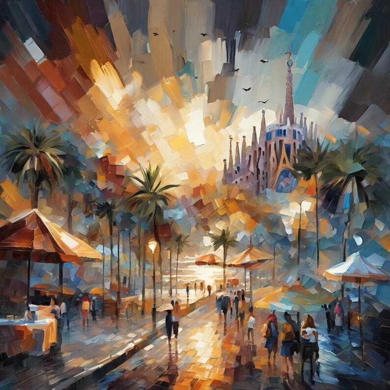 Abstract Impressionism Poster Colorful Energetic Brush Strokes Art ...