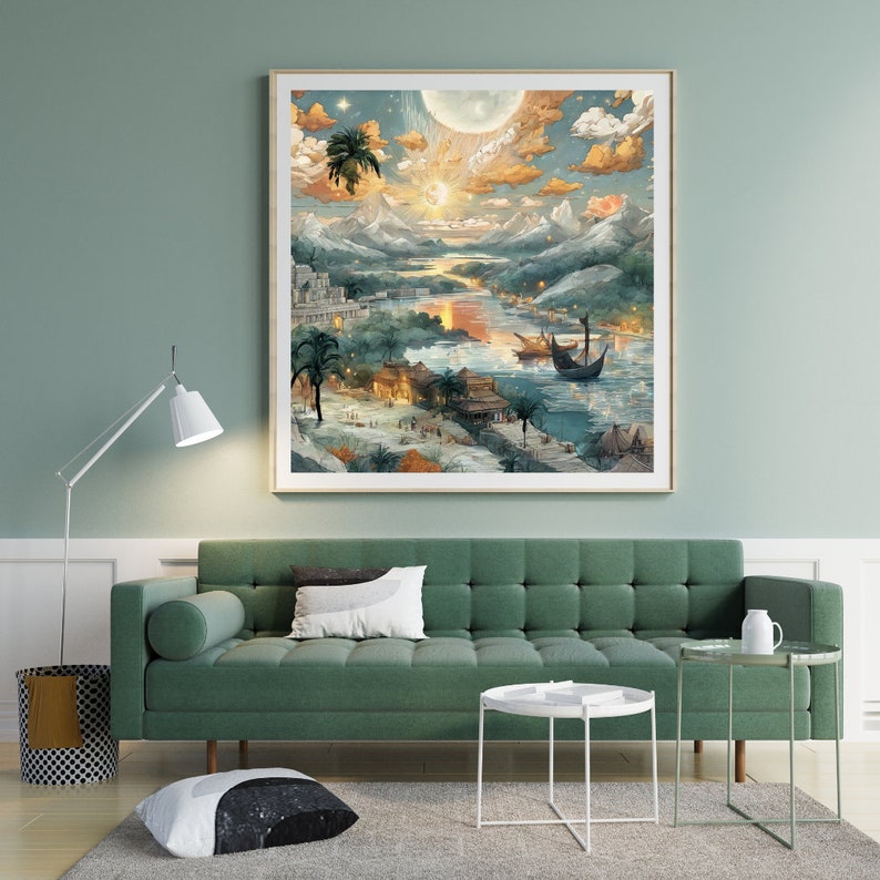 Mesopotamia River Landscape, Ancient City With Tigris River, Night ...