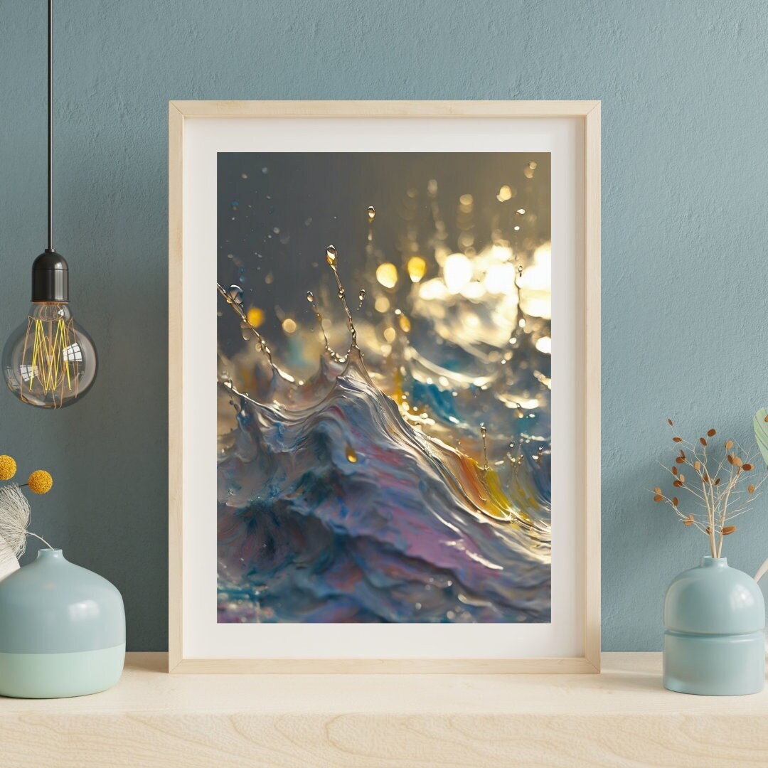 Abstract Expressionism Poster, Water Drop Splash, Wall Art Decor, Art ...