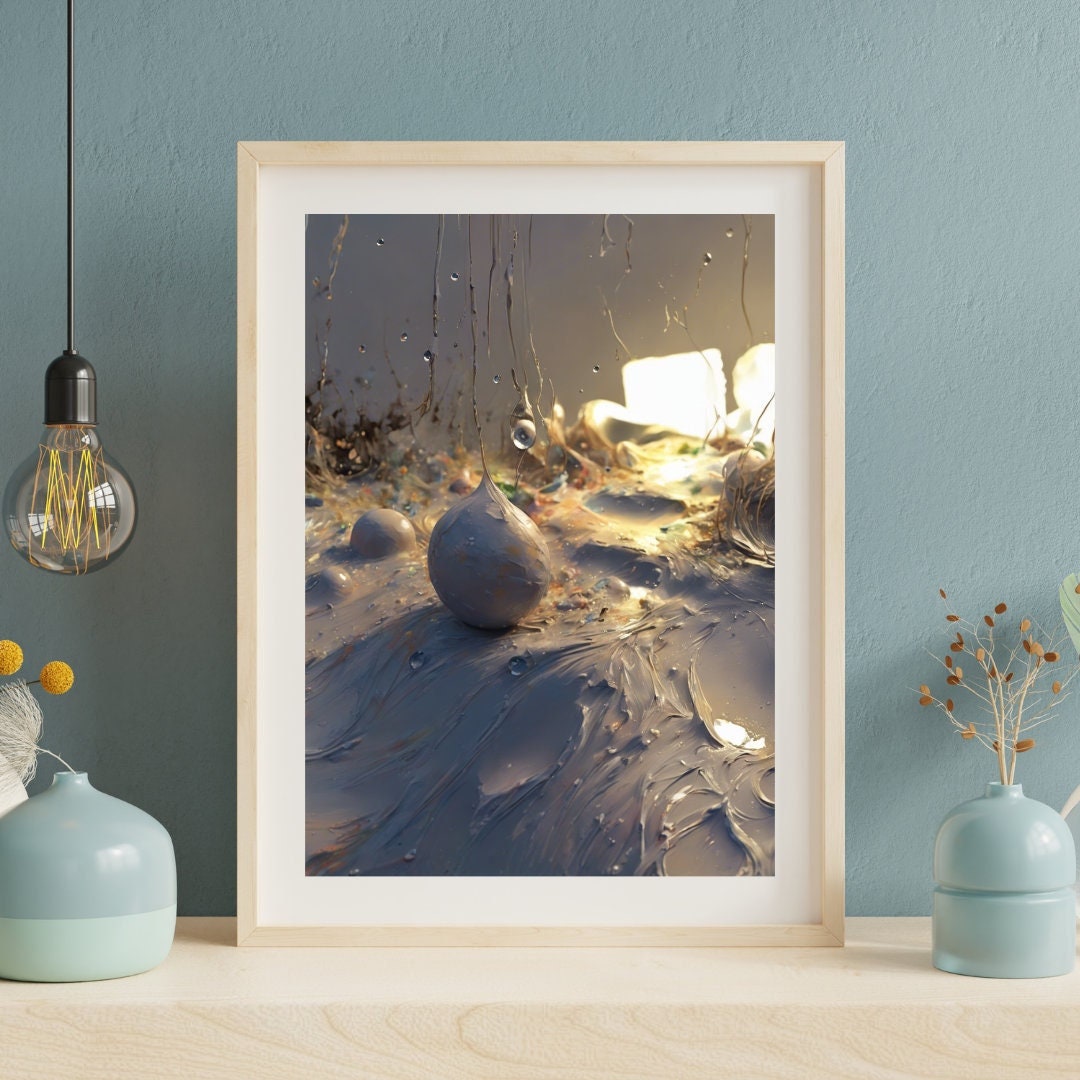 Abstract Expressionism Poster, Water Drop Splash, Wall Art Decor, Art ...