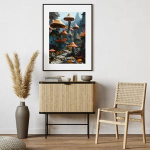 Mushroom Print, Woodland Wall Decor, Fungi Decor, Botanical Wall Decor ...