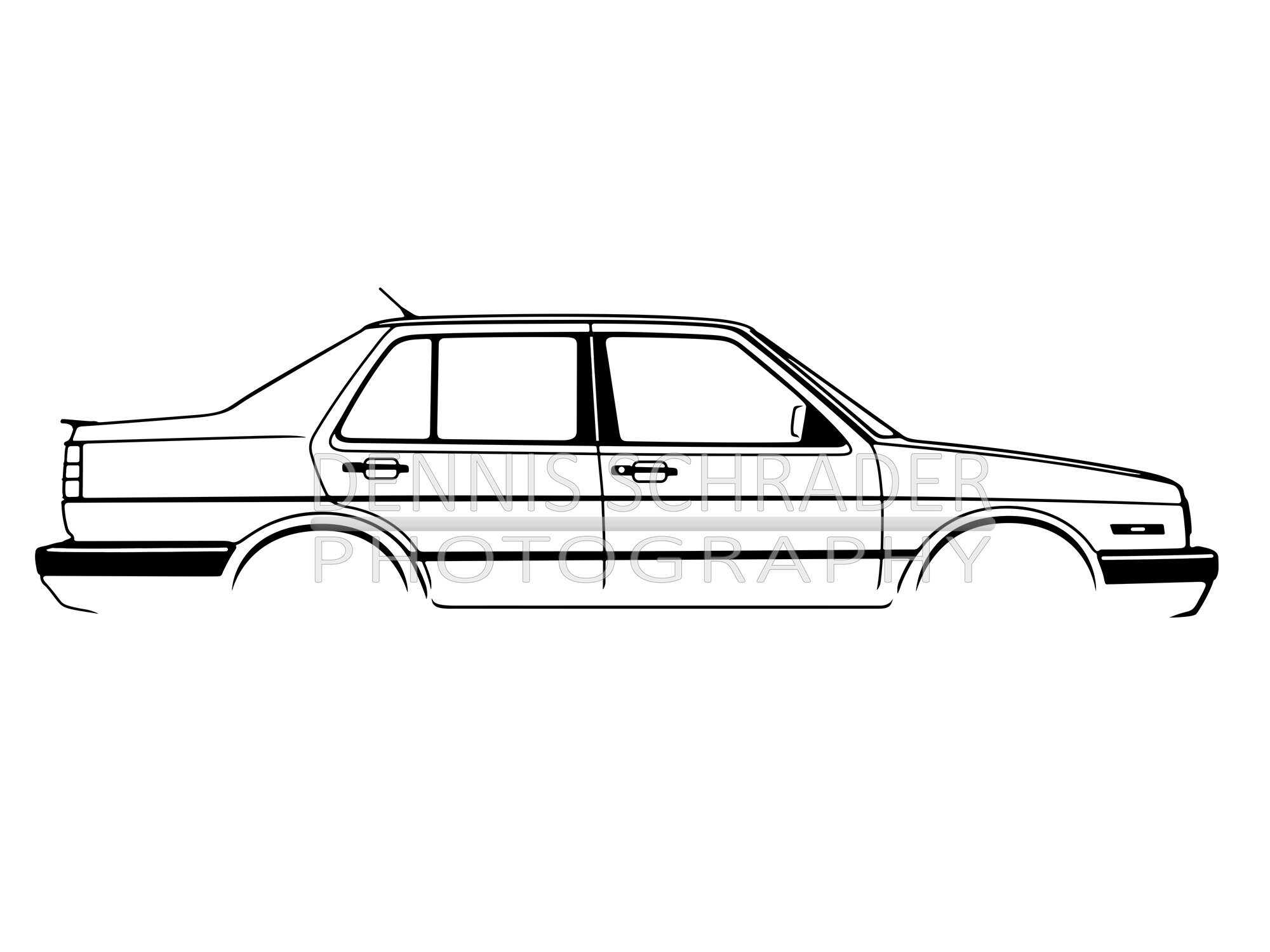 Auto svg eps png jpg 4 Tür MK2 Jetta svg VW Illustration Auto | Etsy