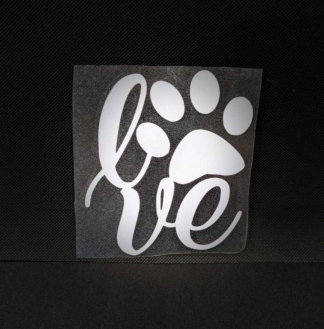 Love Paw Print Window Decal, Car Decal, Vinyl Sticker, Dog Mom, Dog Dad ...