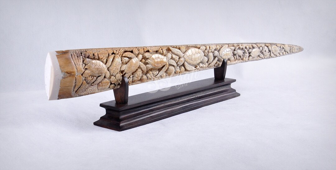Swordfish Bill Marlin Hand Carved Marine Turtle Engraved Indonesian Art ...