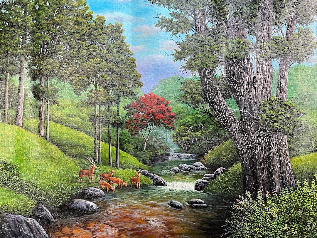 Natural Forest Landscape Scenery Natural Hand Canvas Original Oil Hand ...