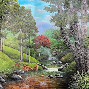 Natural Forest Landscape Scenery Natural Hand Canvas Original Oil Hand ...