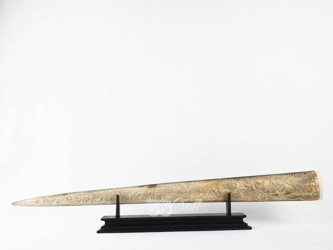 Swordfish Bill Real Marlin Bone Carved Dolphin Model Engraved ...