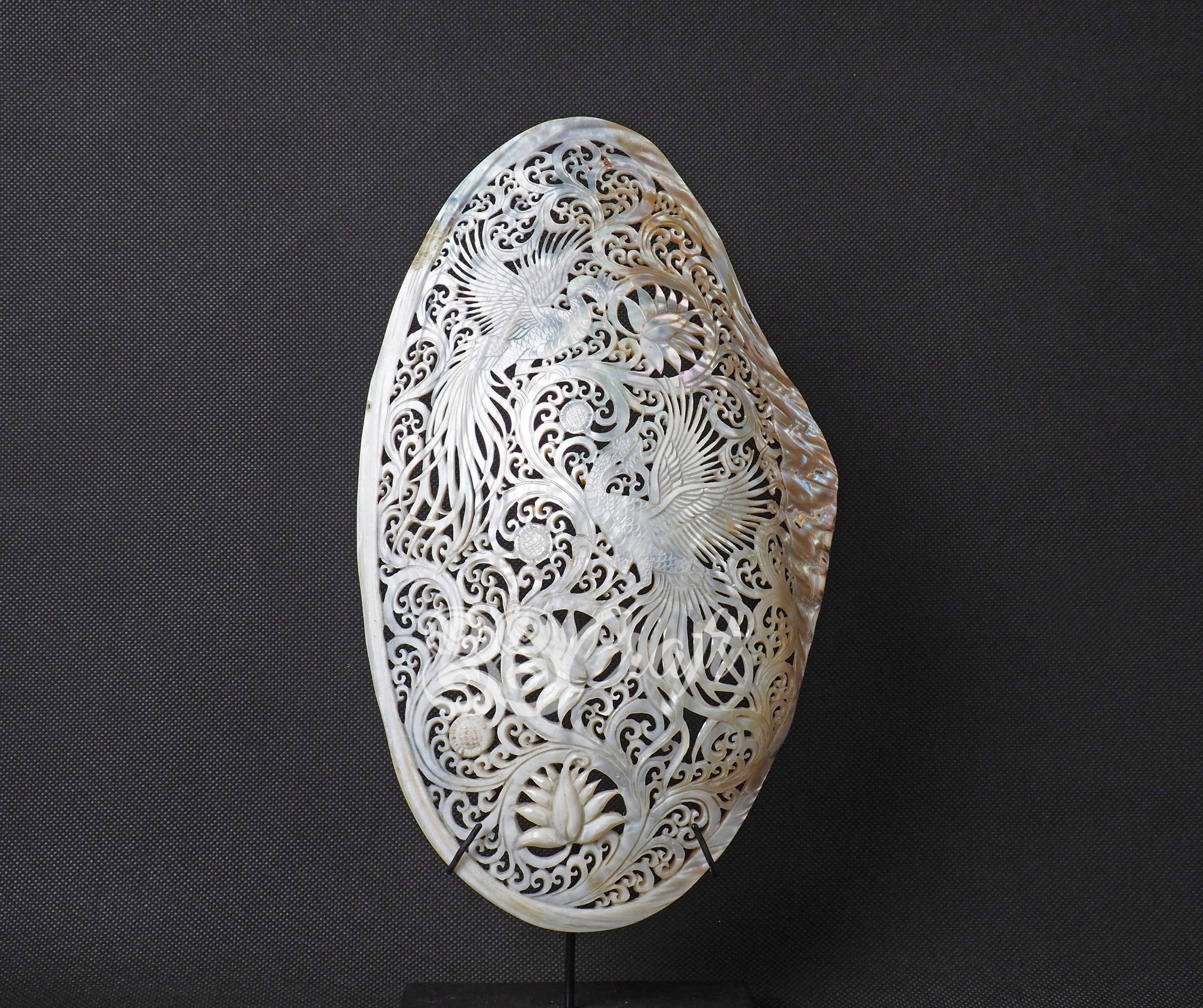 Natural Mussels Clam Shell Carving Phoenix Model on Stand - Etsy