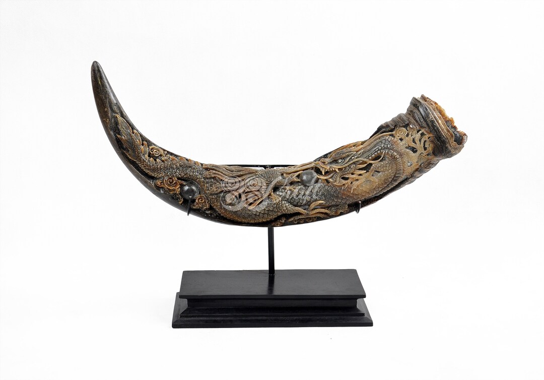 Real Buffalo Horn Hand Carved Dragon Model Antique Home Decor - Etsy