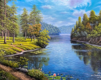 Natural Forest Landscape Scenery Natural Hand Canvas Original Oil Hand ...