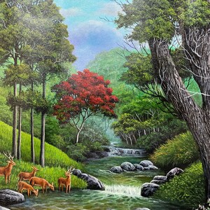 Natural Forest Landscape Scenery Natural Hand Canvas Original Oil Hand ...