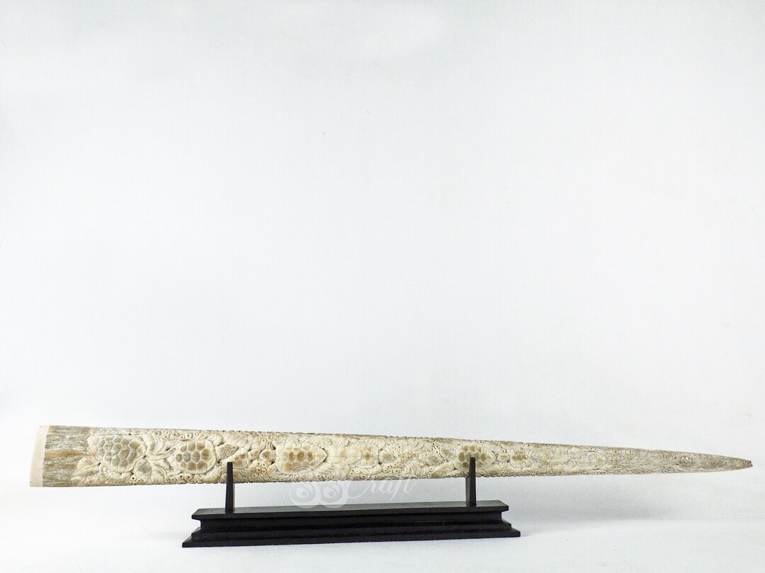 Swordfish Bill Real Marlin Bone Carved Double Turtle Group Model ...