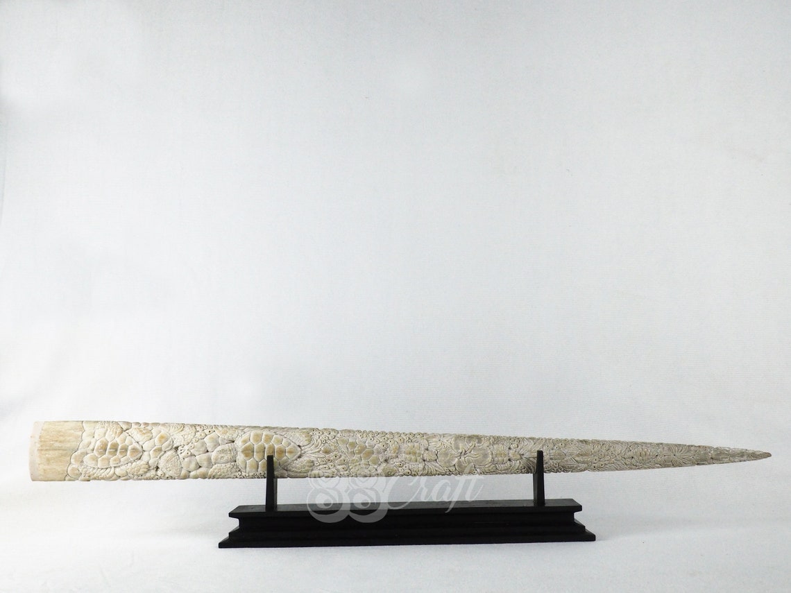 Swordfish Bill Marlin Hand Carved Turtle Reptile Engraved Indonesian ...
