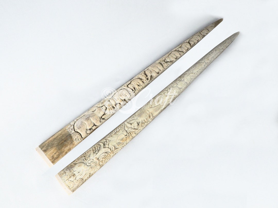 2pcs Swordfish Bill Real Marlin Bone Carved Bundle Land Animal Model ...