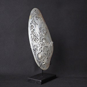 Natural Mussels Clam Shell Carving Phoenix Model on Stand Large Size ...