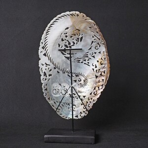 Natural Mussels Clam Shell Carving Dragon Model on Stand Large Size ...