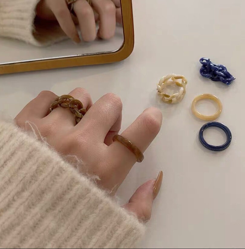 Special Set of 3 Resin Resin Rings Hoop Charms Transparent | Etsy