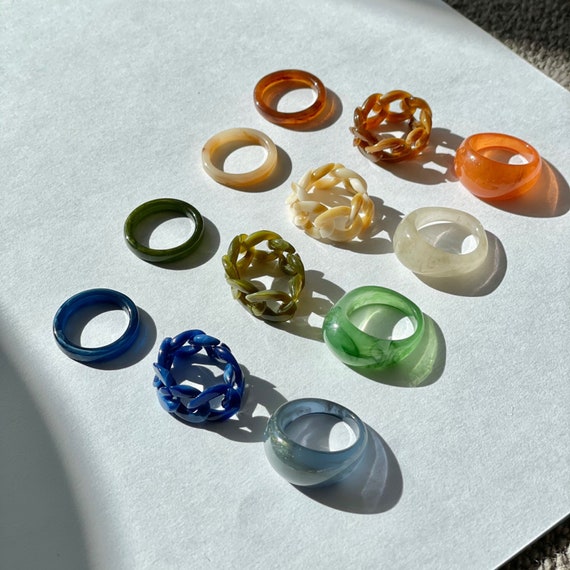 Special Set of 3 Resin Resin Rings Hoop Charms Transparent | Etsy