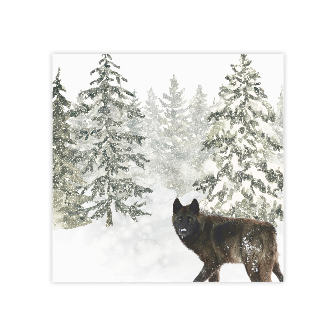Black Wolf Sticky Notes: Woodland Notepad, Wolf Gift, 50-sheet Office ...