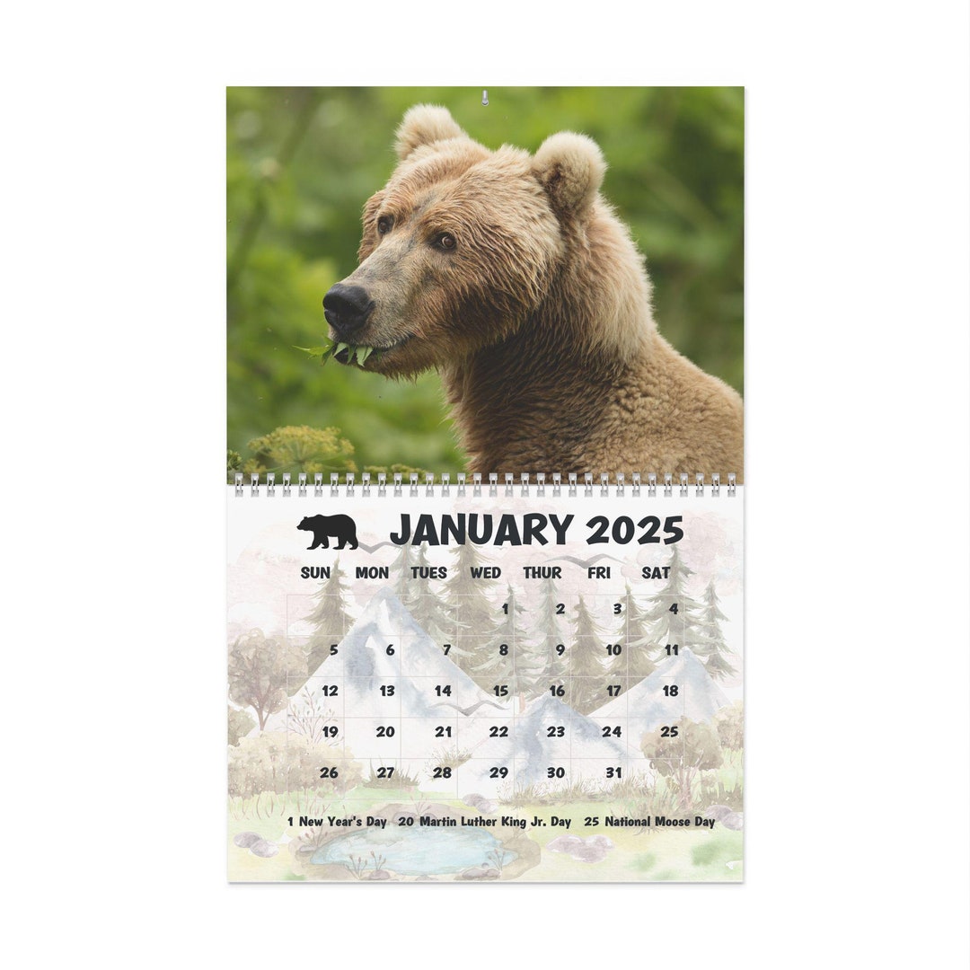 2025 Wildlife Wall Calendar, Bear Fox Moose Cougar Wolf, Nature ...