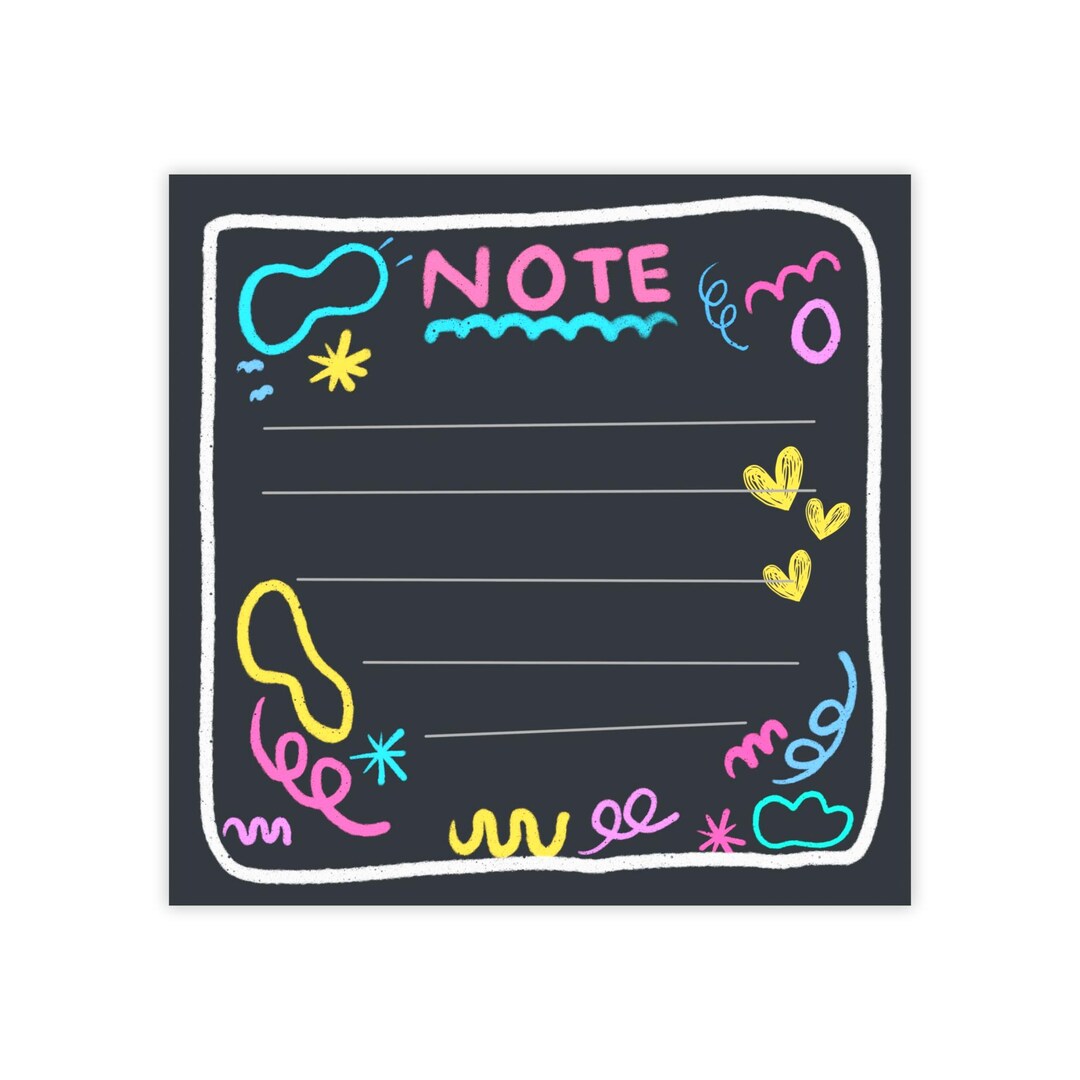 Cute Neon Post-it® Note Pad, Doodle Post-it Note, Doodle Sticky Note ...