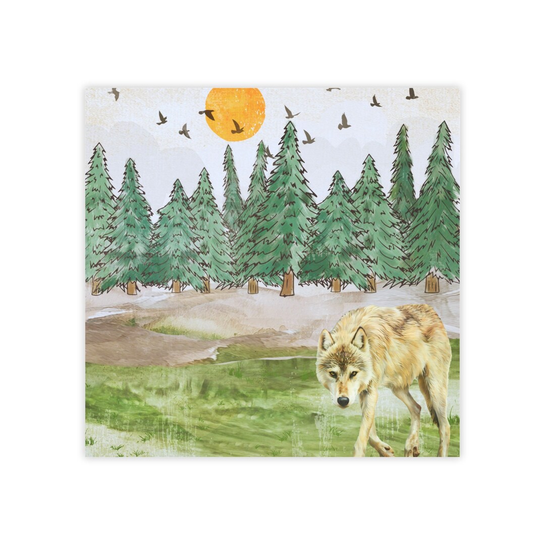 Red Wolf Sticky Notes: Woodland Note Pad, Wolf Gift, 50-sheet Office ...