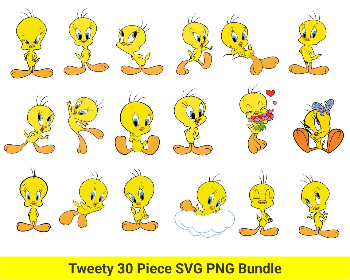 Tweety Bird 30 Design SVG PNG Bundle Pack High Resolution | Etsy