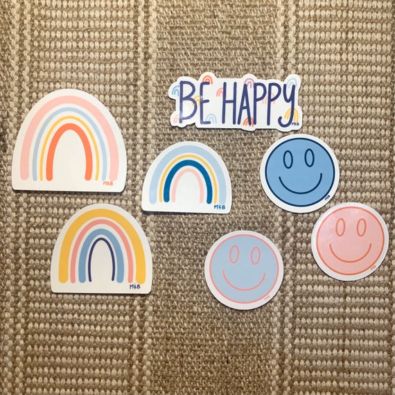 Happy Stickers Pastel Rainbow Smile Waterproof - Etsy