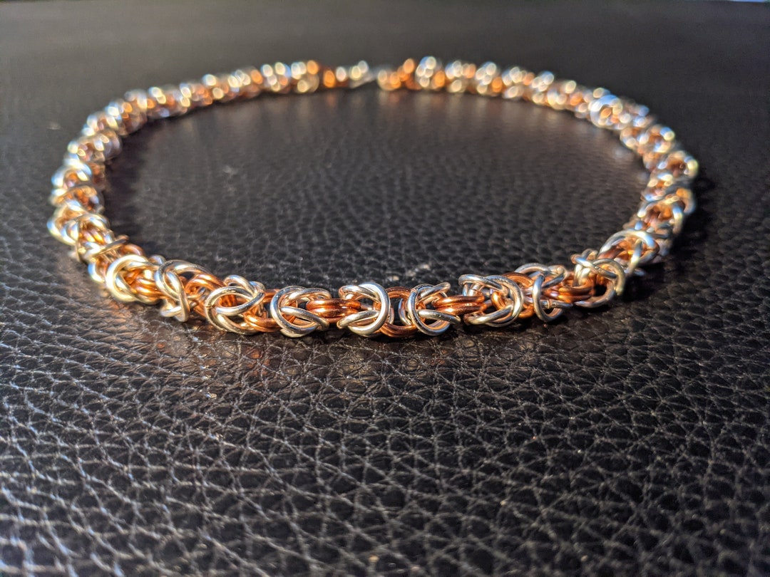 Byzantine Weave Necklace: Copper and Silver - Etsy