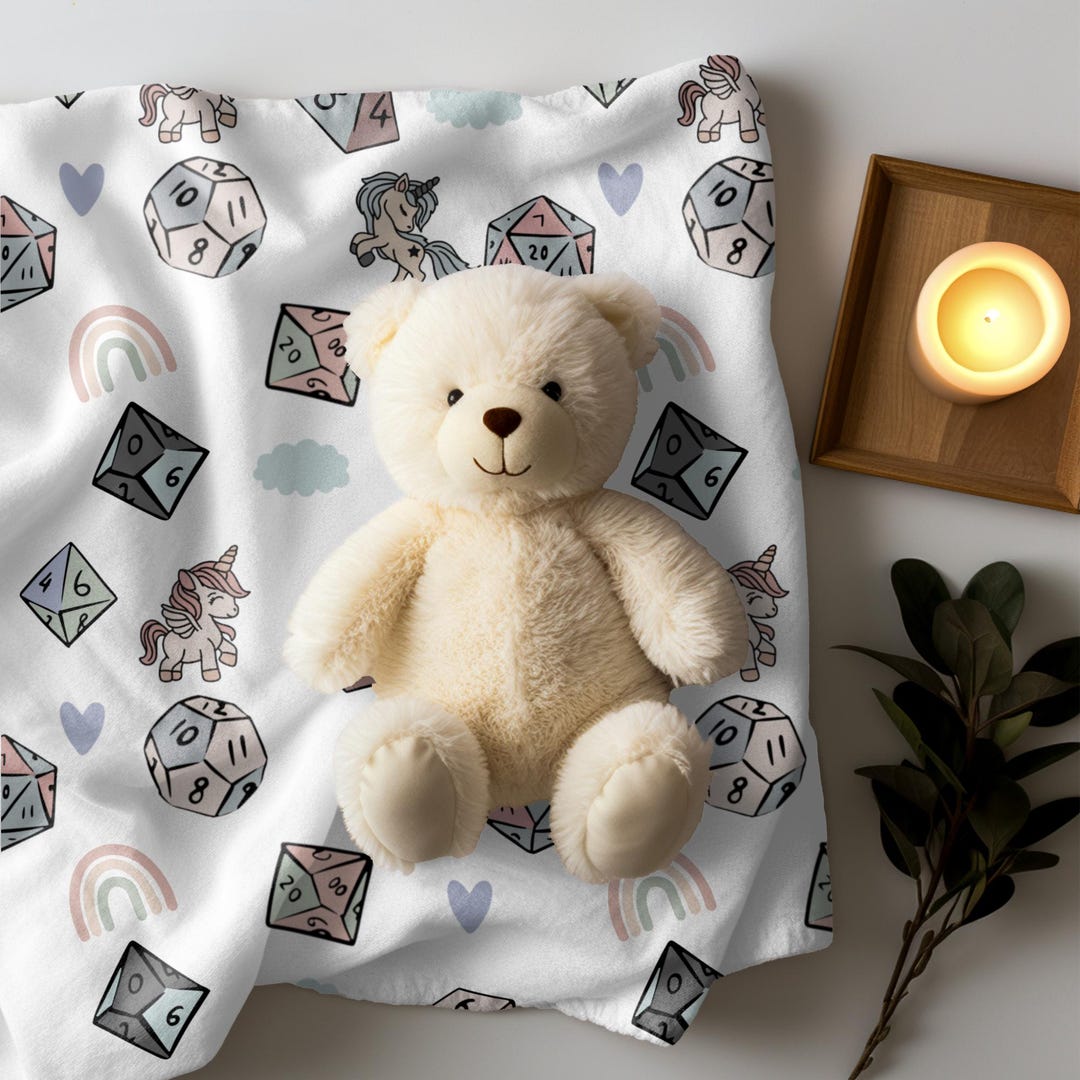 Dnd Dice Baby Blanket | Dnd Baby | Dungeons and Dragons | Unicorn ...