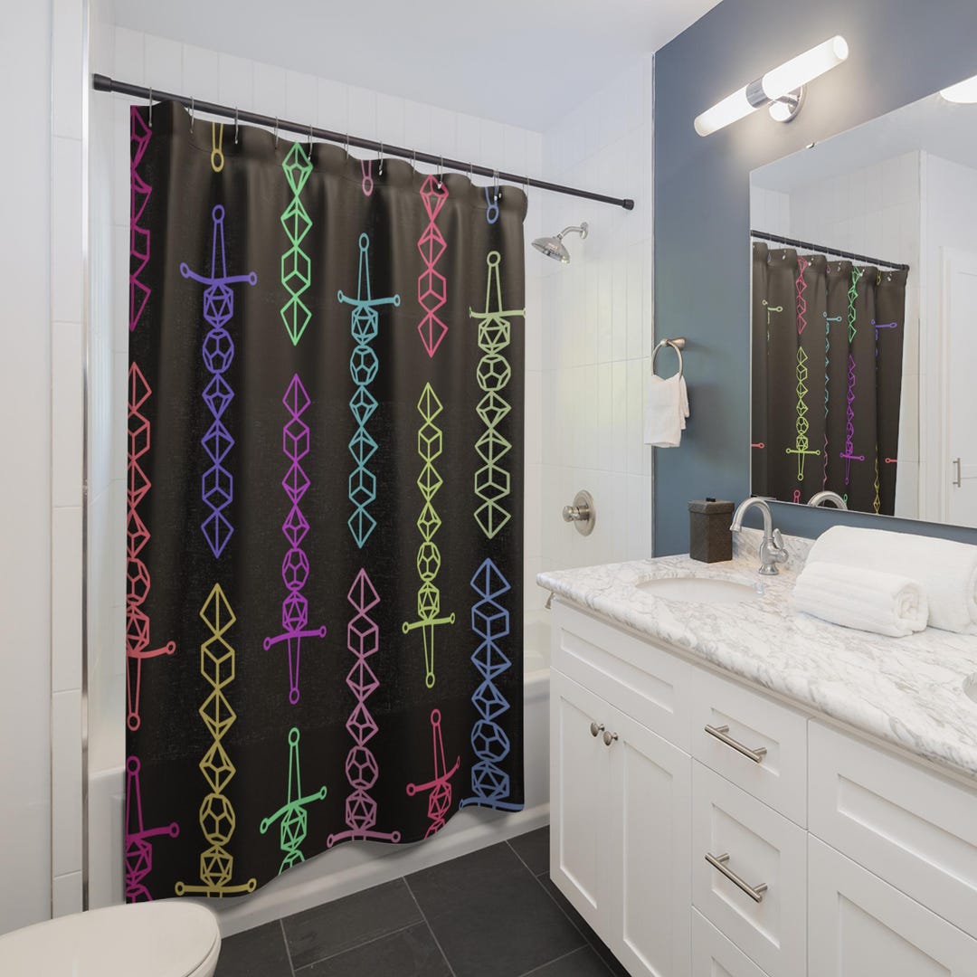 DND Shower Curtain | Fantasy Bathroom Decor | RPG Gift | Dungeon Master ...