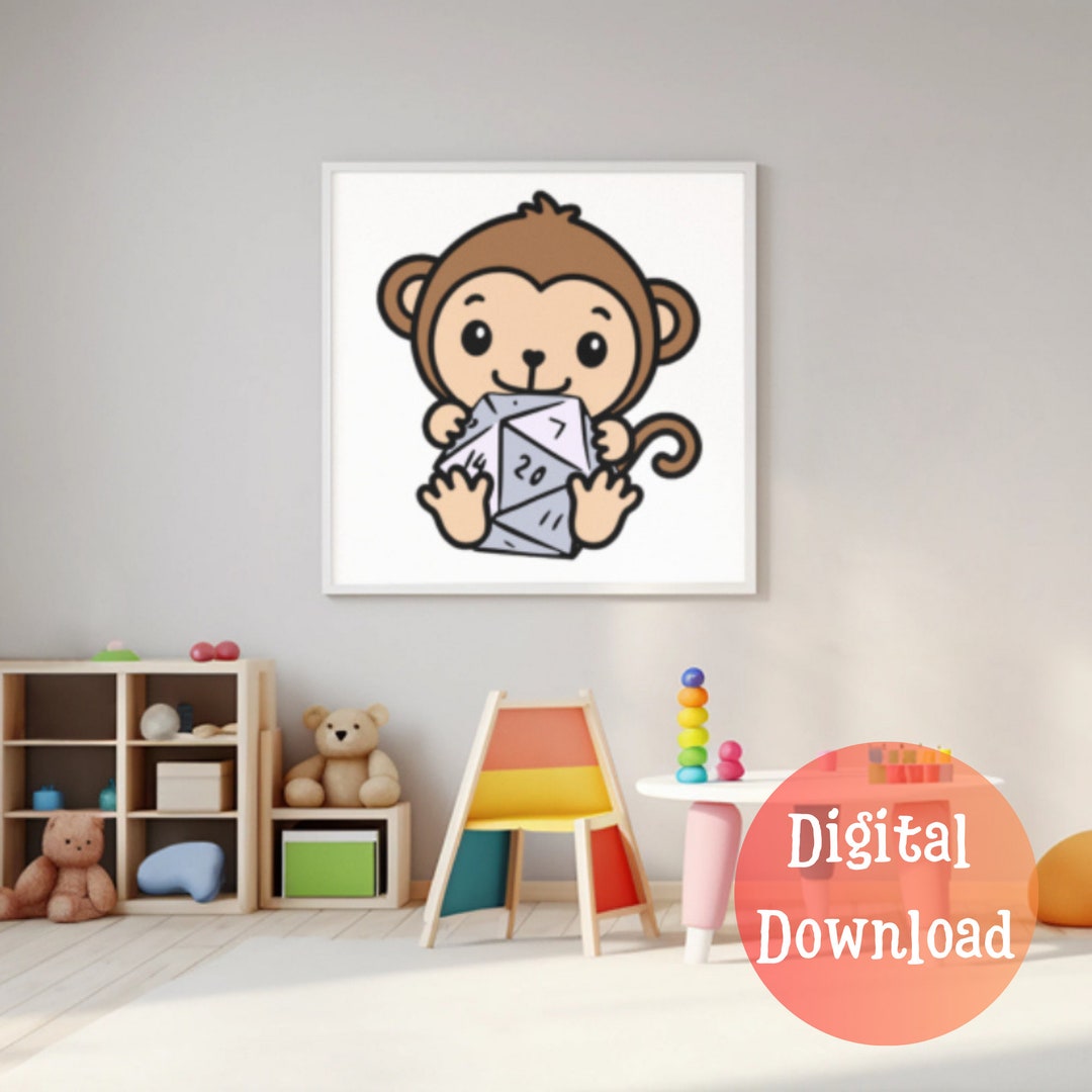D&D Monkey Art Print: RPG Nursery Decor (digital Download) - Etsy