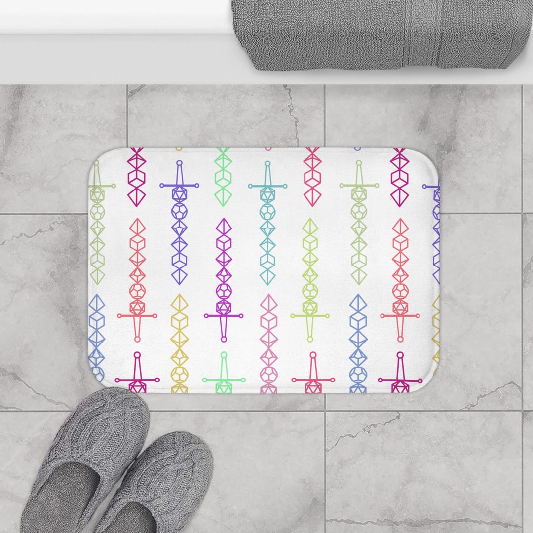 Dnd Bath Mat: Memory Foam Dice & Sword Fantasy Decor - Etsy