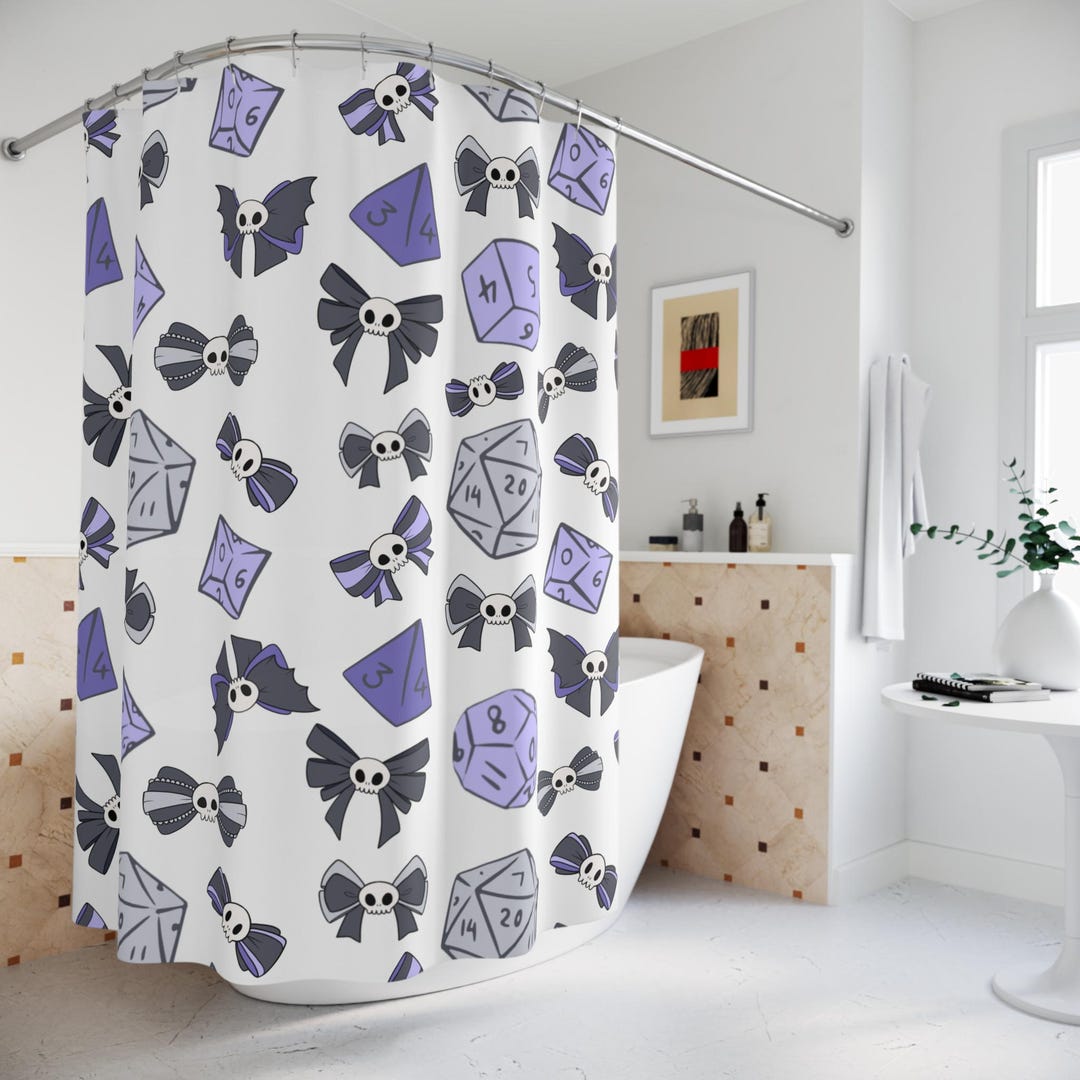 DND Shower Curtain | Goth Bows | Fantasy Bathroom Decor | RPG Gift ...