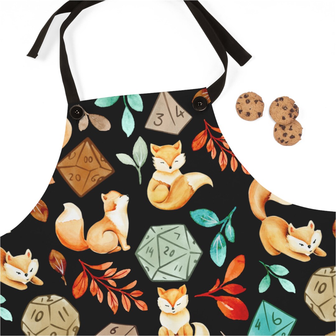 Dnd Apron Fox Floral Dm Dungeon Master Gift Cooking Gardening Crafting ...