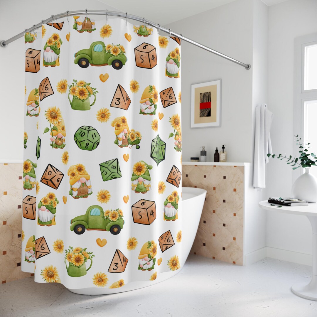 DND Shower Curtain | Gnome | Sunflower | Spring | Fantasy Bathroom ...