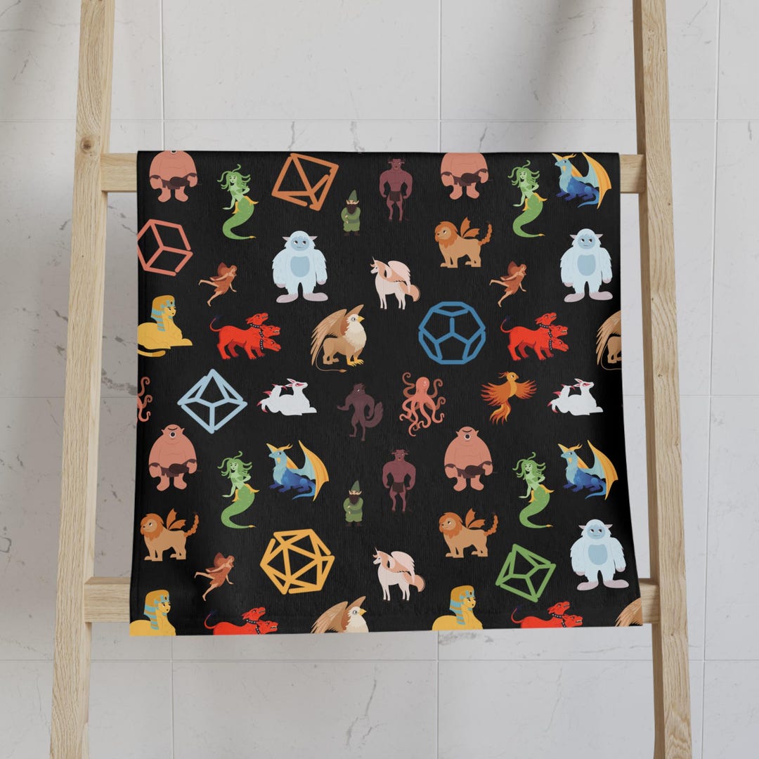Whimsical Dnd Hand Towel | Dungeons and Dragon Bathroom Decor | Fantasy ...
