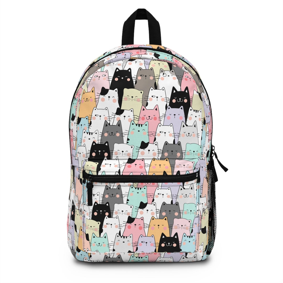 Cat Backpack School Cute Durable Kids Teens Cat Lovers Stylish Spacious ...