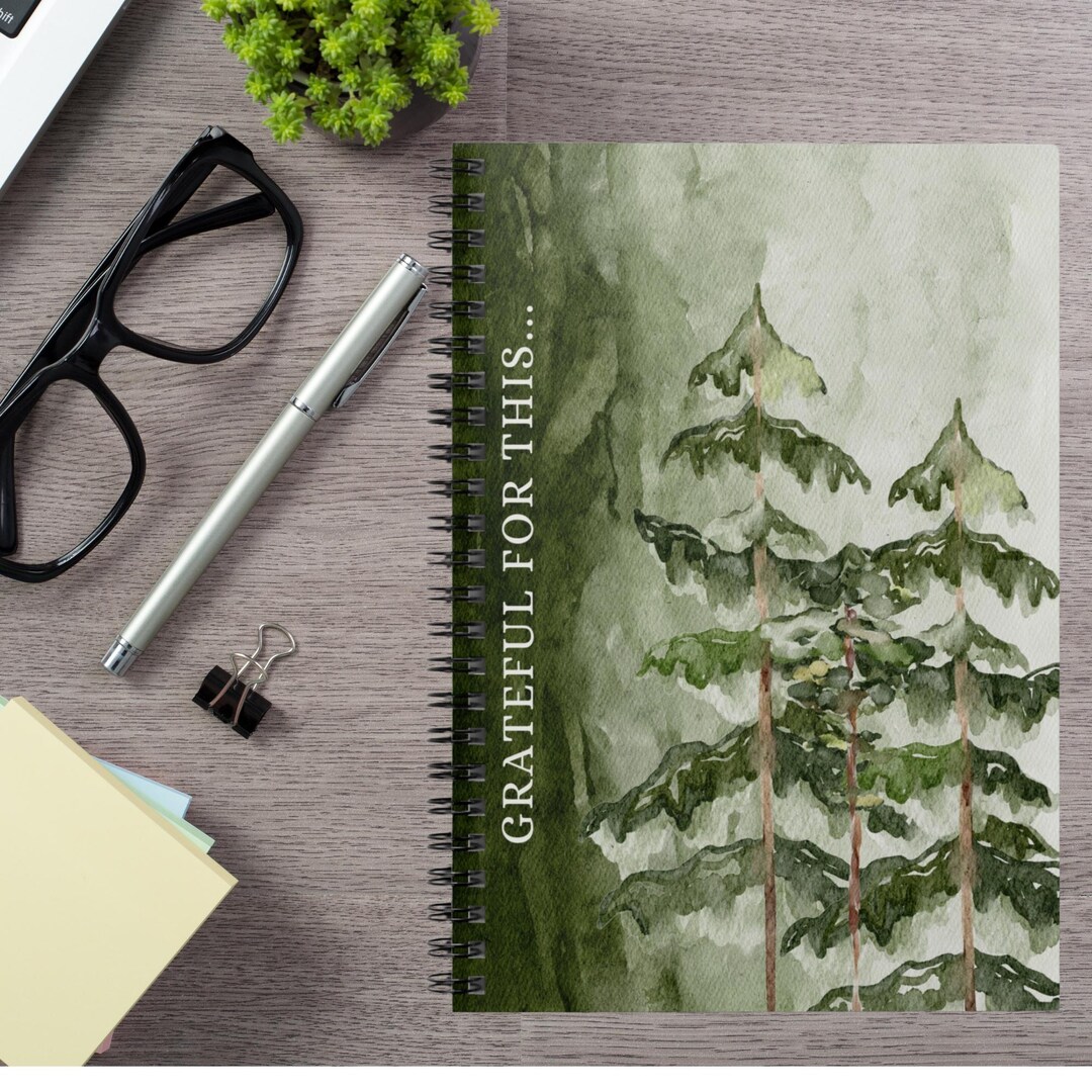 Journal Pine-trees Gratuity Journal, Personal Book, Watercolor, Natural ...