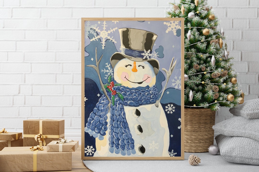 Snowman Canvas Art Fun Snowman Cute Wall Art Home Art Winter Christmas ...