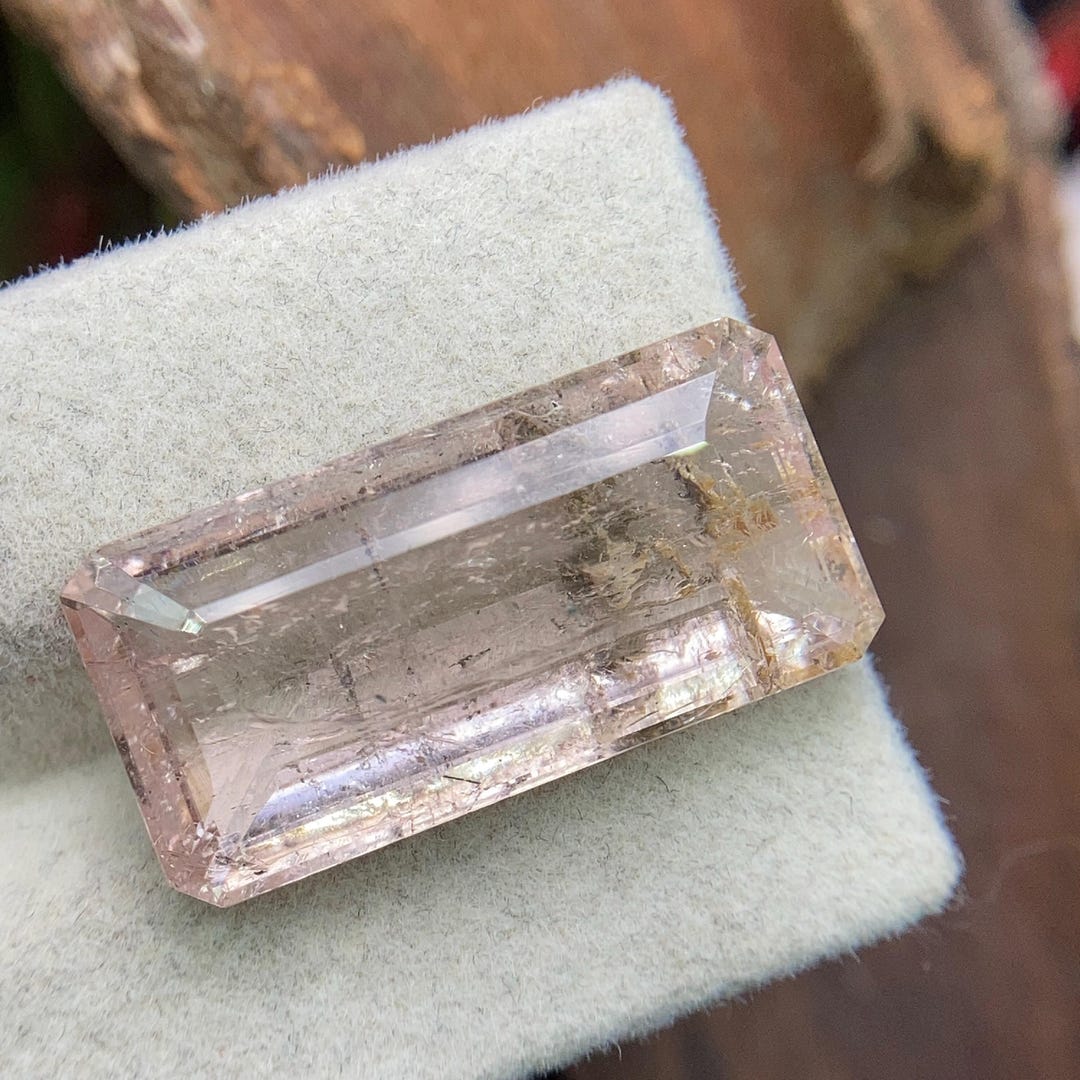 Peach Morganite Octagon Cut Stone –22.83x11.28x.71 MM Natural Inclusion ...