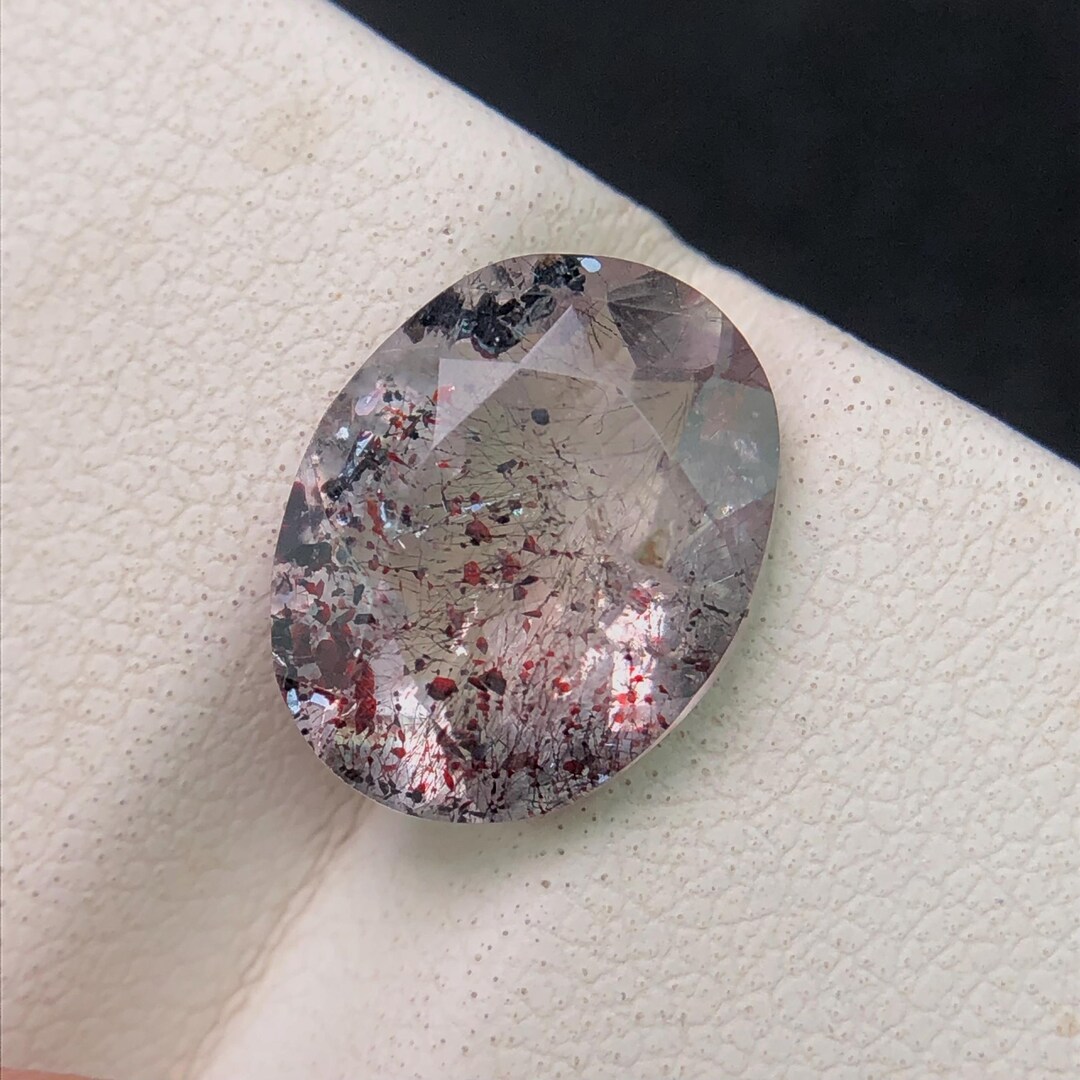 Captivating Super Seven Gemstone Rich With Vivid Red Lepidochrosite ...