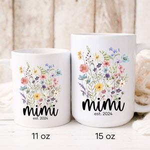 Wildflowers Mimi Mug, Mimi Est. 2024 Mug, Gift for New Grandma Coffee ...